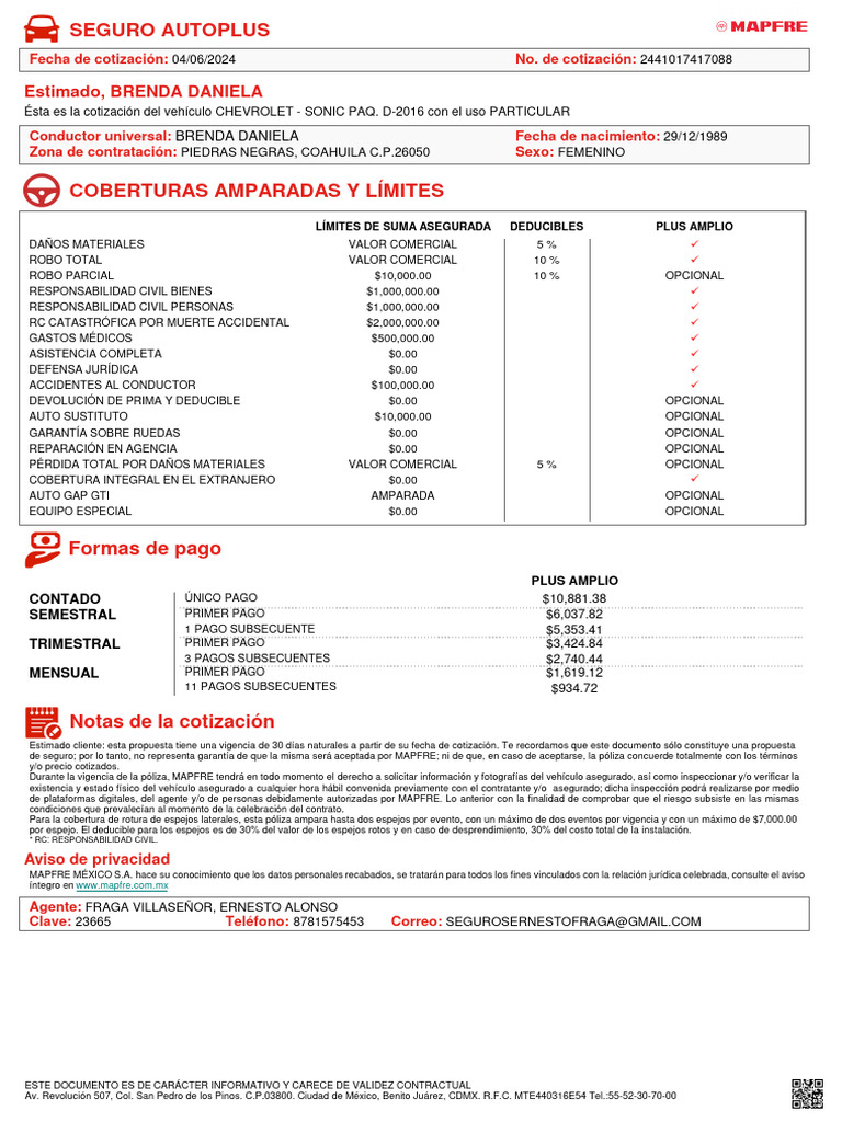 Chevrolet Sonic Paq d 2016 - Mapfre | Descargar gratis PDF | Póliza de ...
