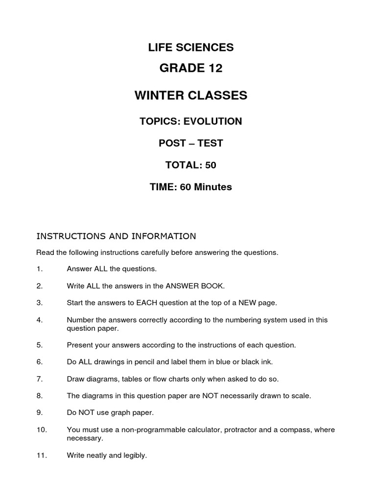 Evolution Post Test 2024 Final | PDF | Evolution | Bipedalism