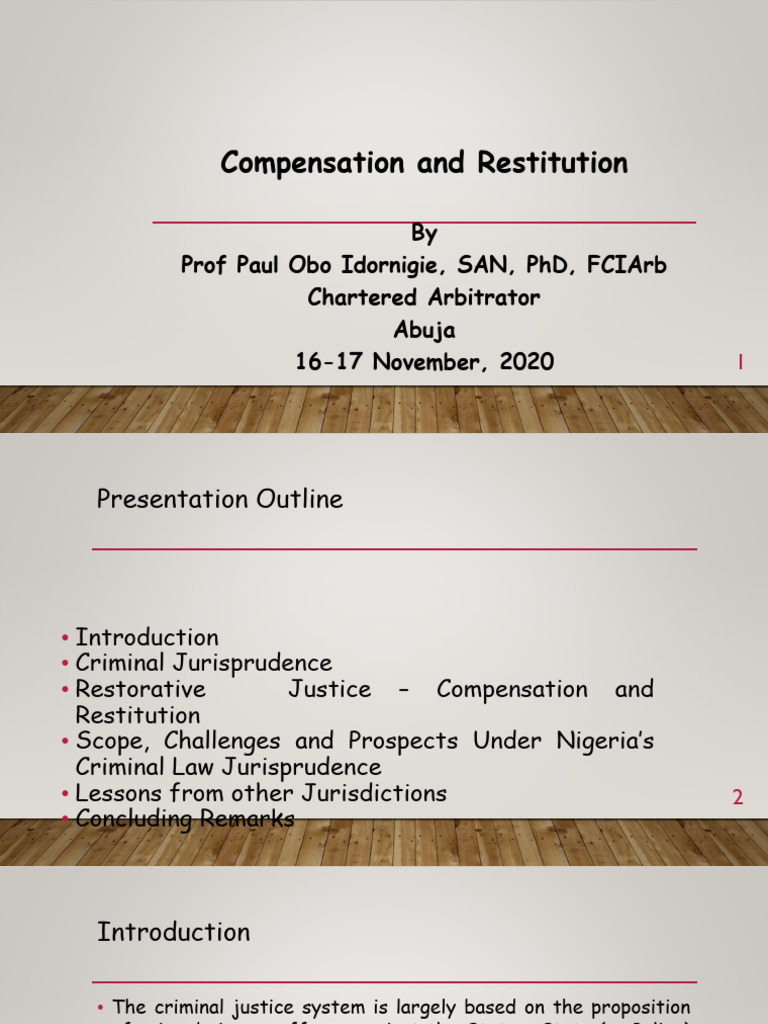 Compensation and Restitution | PDF | Crimes | Crime & Violence