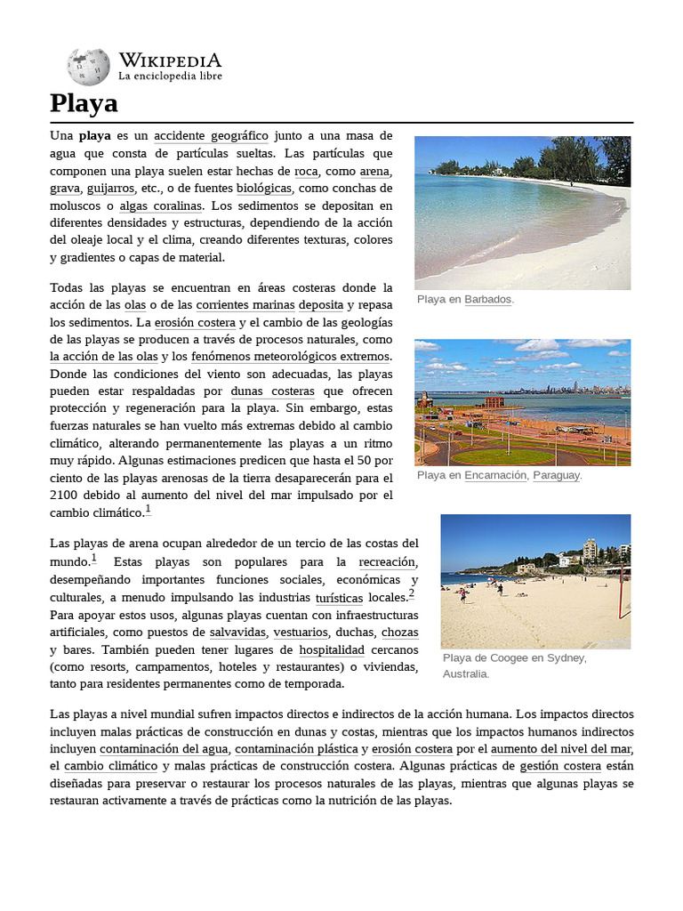 Playa | PDF | playa | Formaciones terrestres costeras y oceánicas