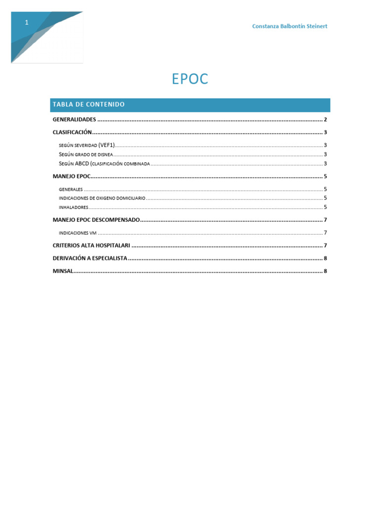 Manejo y Clasificación de EPOC | PDF | Enfermedad pulmonar obstructiva ...