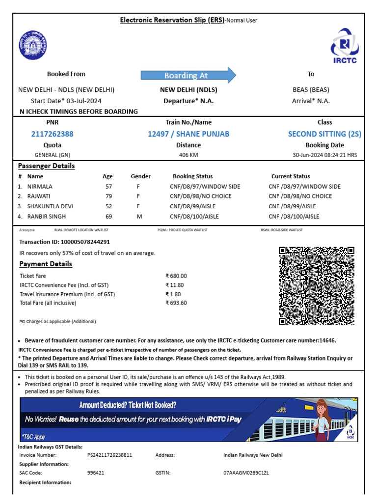 Ndls To Beas 03jul24 4 Pax | PDF | Identity Document