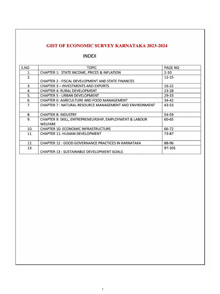 Economic Survey Karnataka 2023-3 | PDF