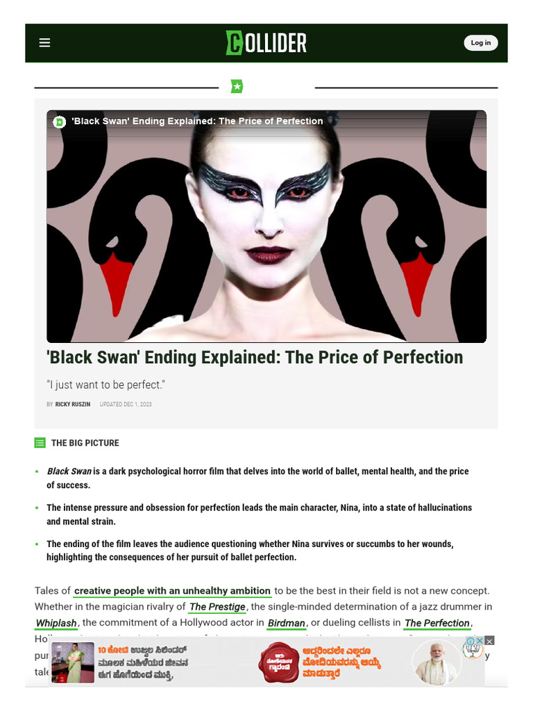 'Black Swan' Ending Explained - The Price of Perfection | PDF