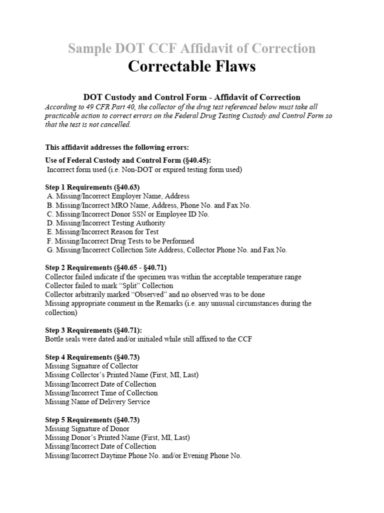 DOT CCF Affidavit of Correction Guide | PDF | Finance & Money ...