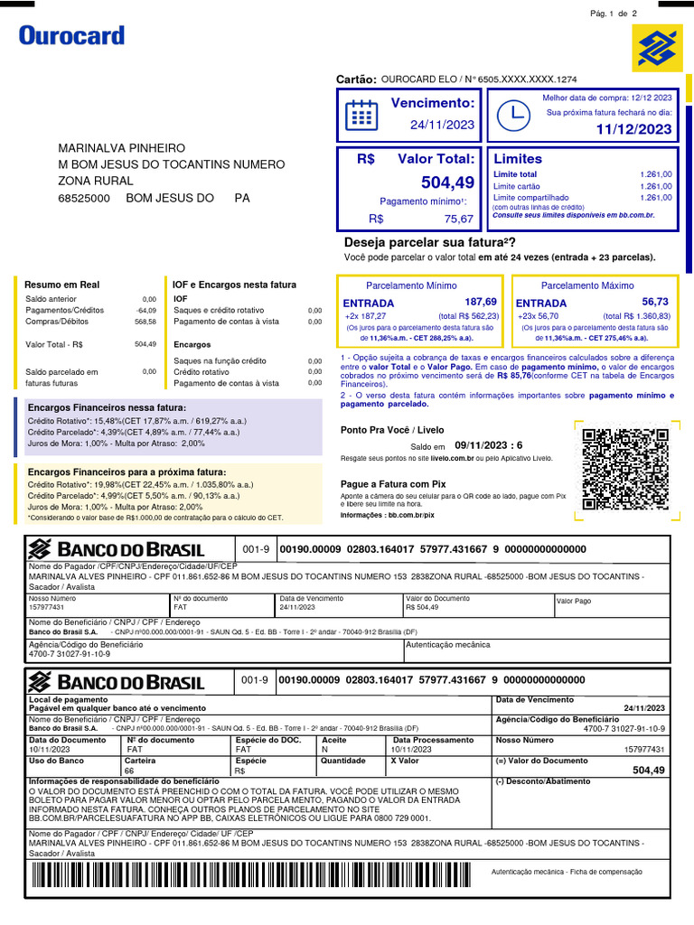 Comprovante 06-12-2023 192052 | PDF | Crédito rotativo | Crédito