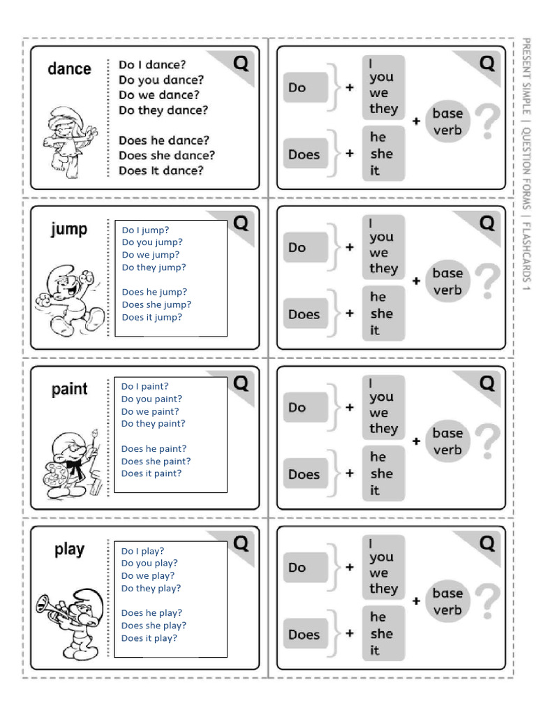 Grammar-Flashcards-Present-Simple-Forms - 007 | PDF | Language Arts ...
