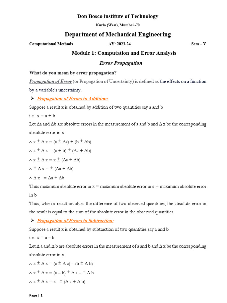 Errors Propagation - Problem Set 2 | PDF | Measurement | Uncertainty