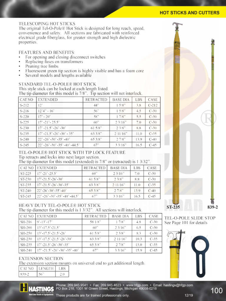 Ficha Técnica Pértigas Hastings Universales | PDF