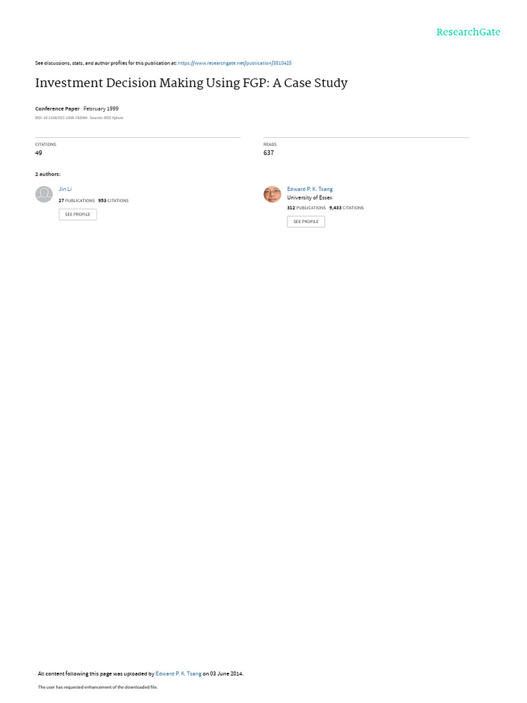Investment Decision Making Using FGP A Case Study | PDF | Investing | Technical Analysis