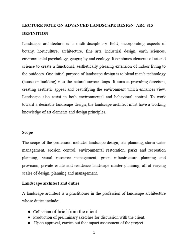 Advanced Landscape Design Note | PDF | Landscape Architecture ...