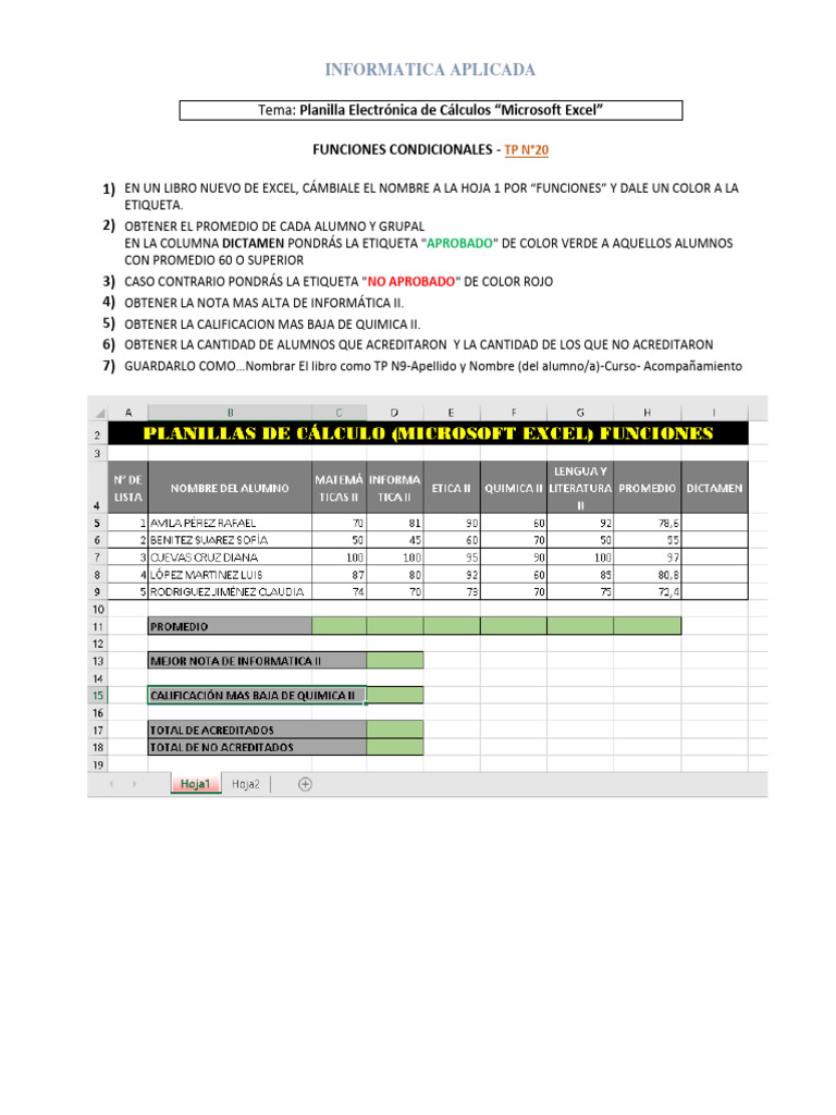 Tp 20 Funciones Condicionales de Excel | PDF