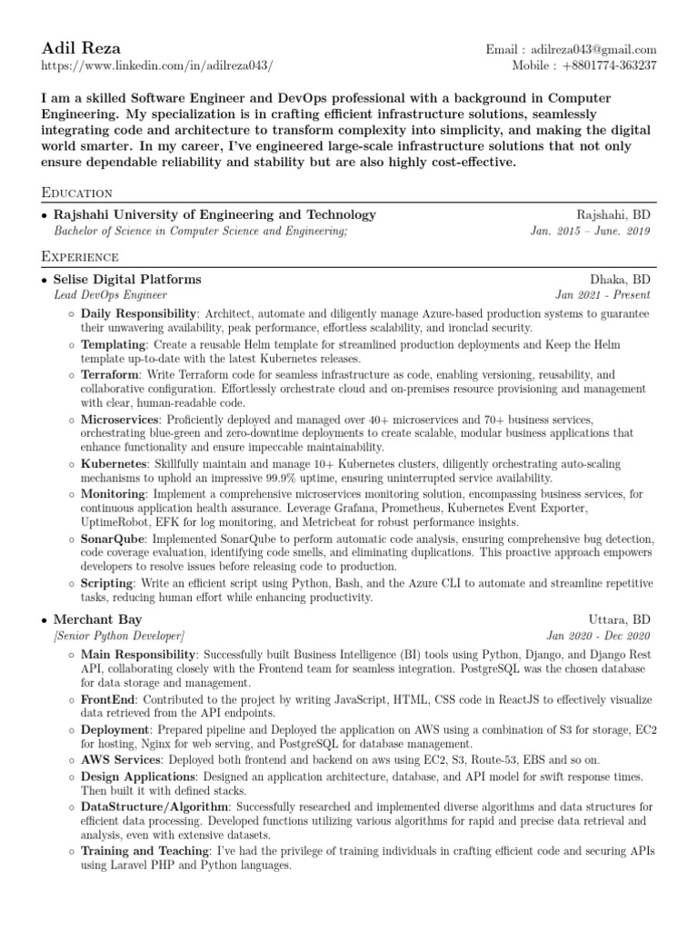 AdilRezaDevOpsResume | Download Free PDF | Amazon Web Services | Cloud Computing