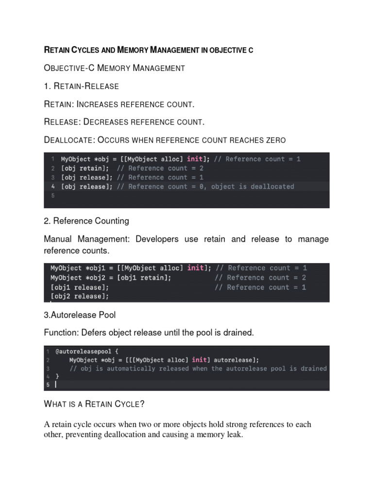 Retain Cycles and Memory Management in Objective C | PDF | Finance & Money Management
