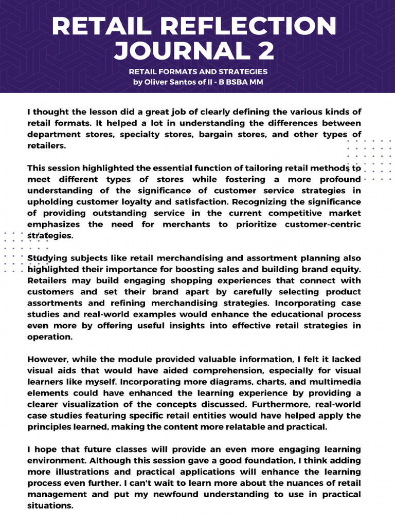 Santos - Retail Reflection Journal 2 | PDF