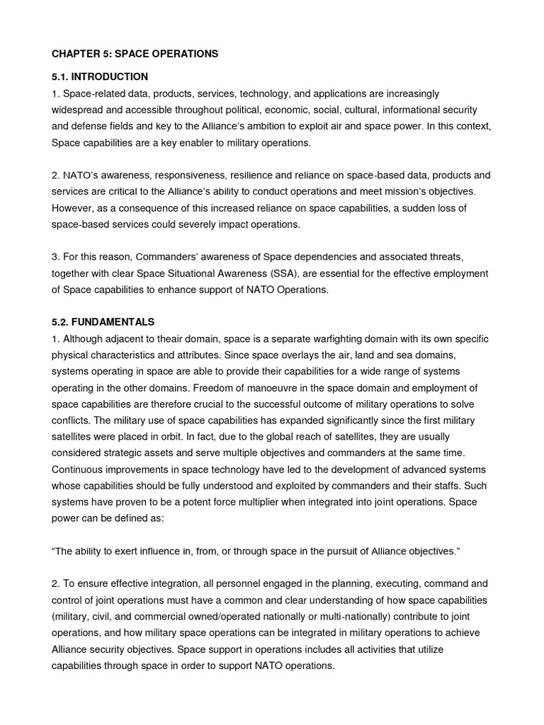 NATO Space Operations | PDF | Space | Satellite