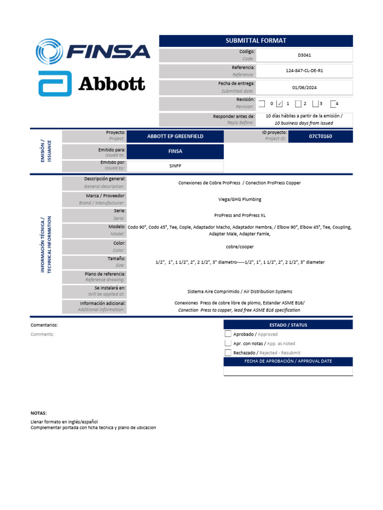 d3041 Conection Press Sinfp Abbott Ep | PDF | Pipe (Fluid Conveyance ...