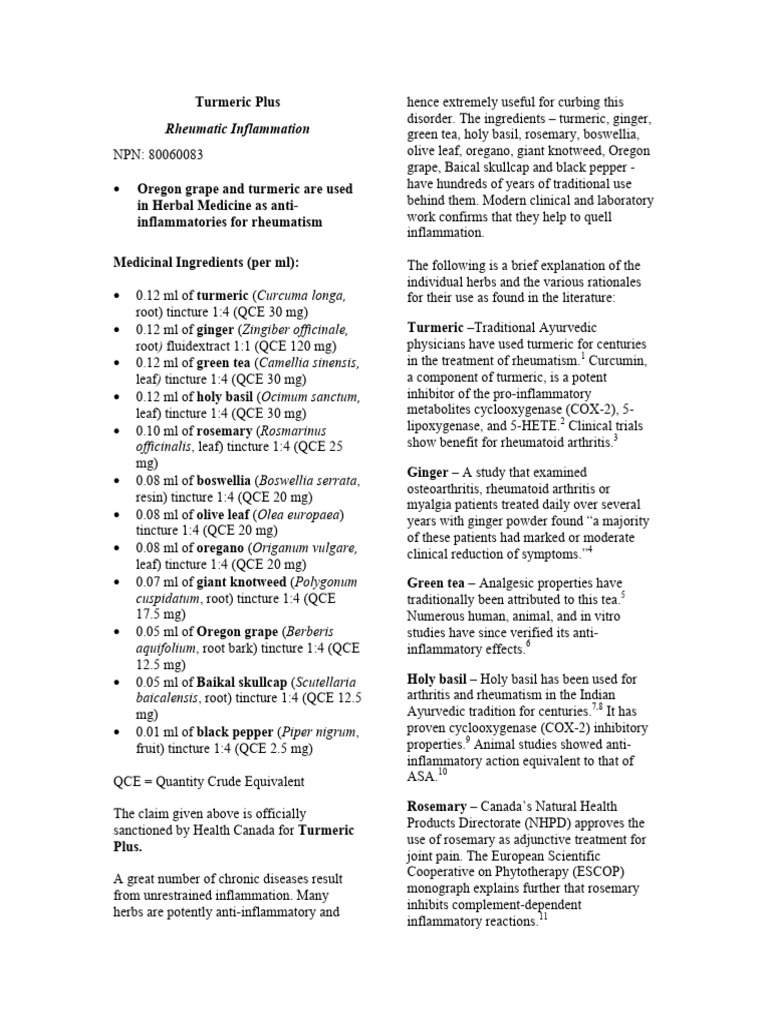 Turmeric Plus Monograph St. Francis Herb Farm, Inc | PDF | Turmeric ...