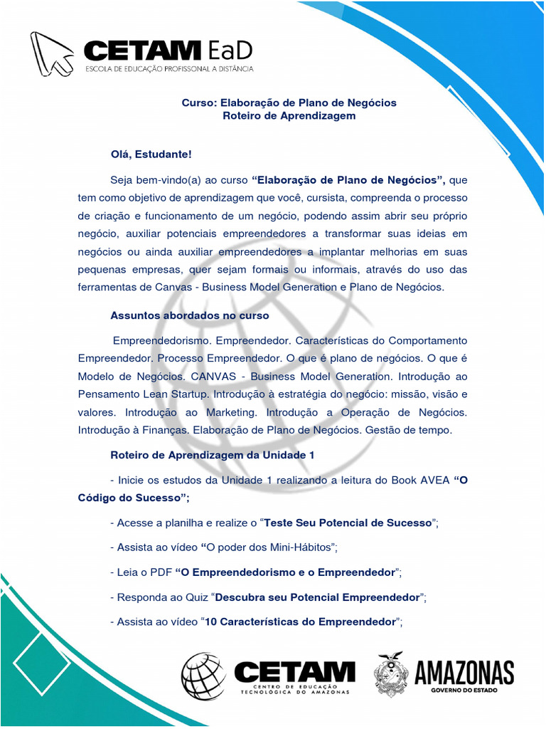 Roteiro de Aprendizagem (ATUALIZADO) | PDF | Empreendedorismo | Empresa ...