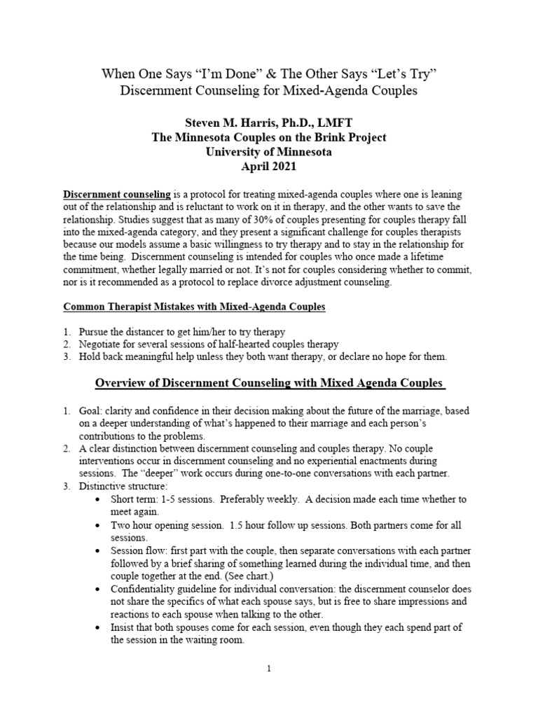 dicernament Counseling handout 2021 | Download Free PDF | Psychotherapy ...