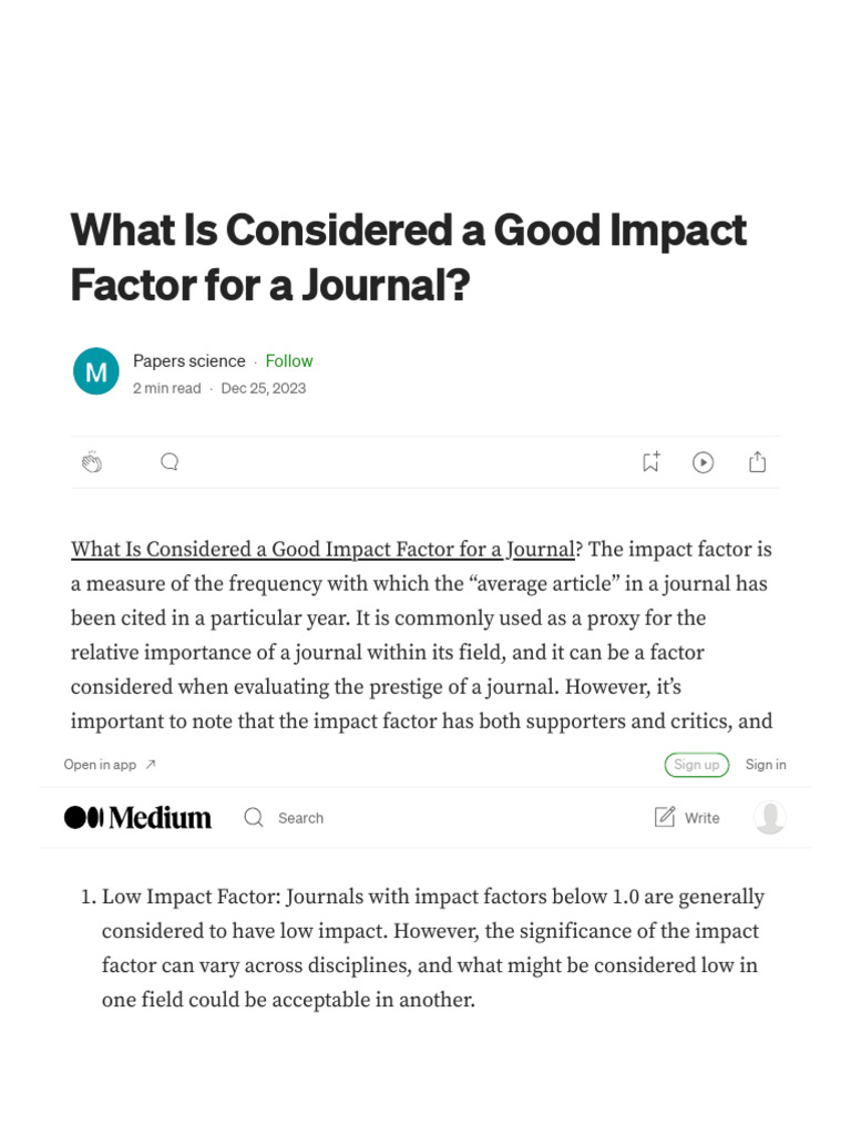 What Is Considered A Good Impact Factor For A Journal - by Papers ...