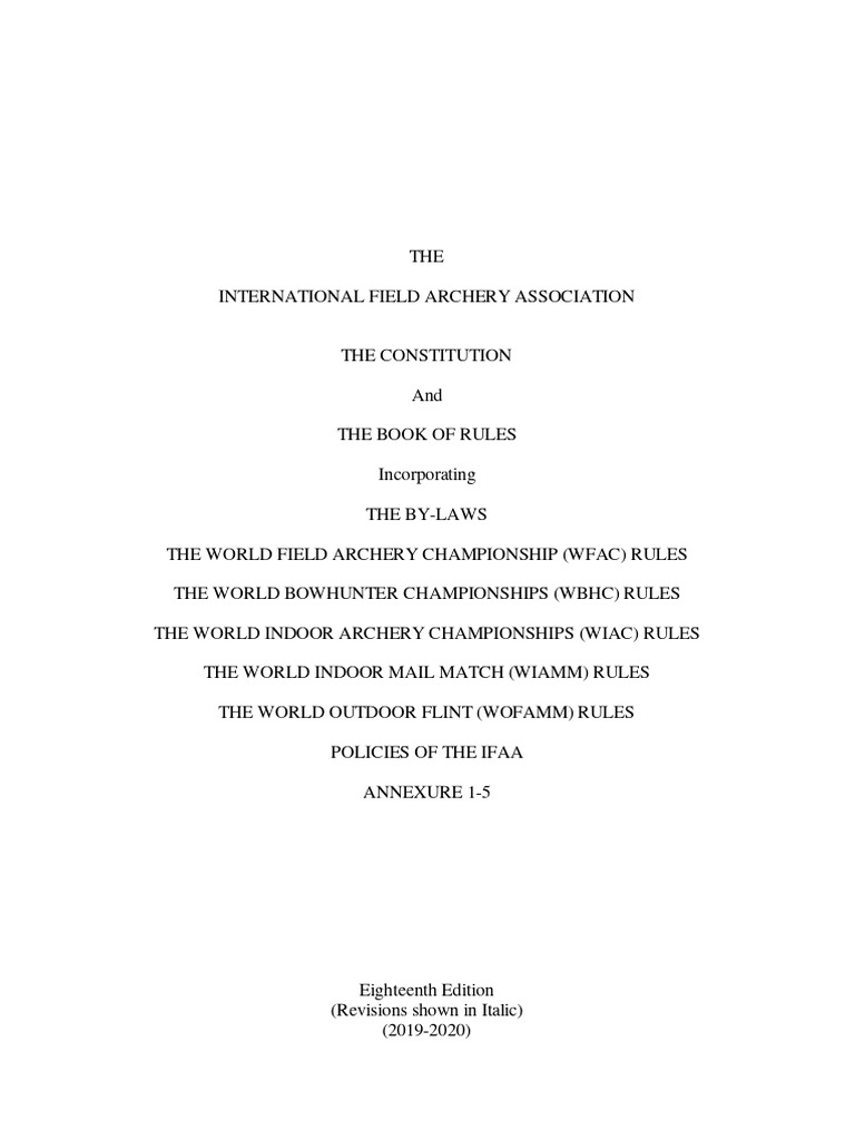 IFAA Book of Rules 2019.1 | PDF | Archery