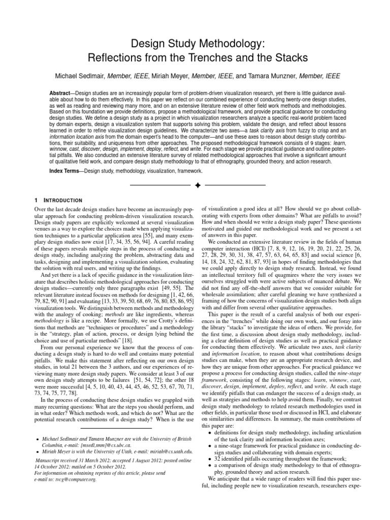 Design Study Methodology | PDF | Methodology | Visualization (Graphics)