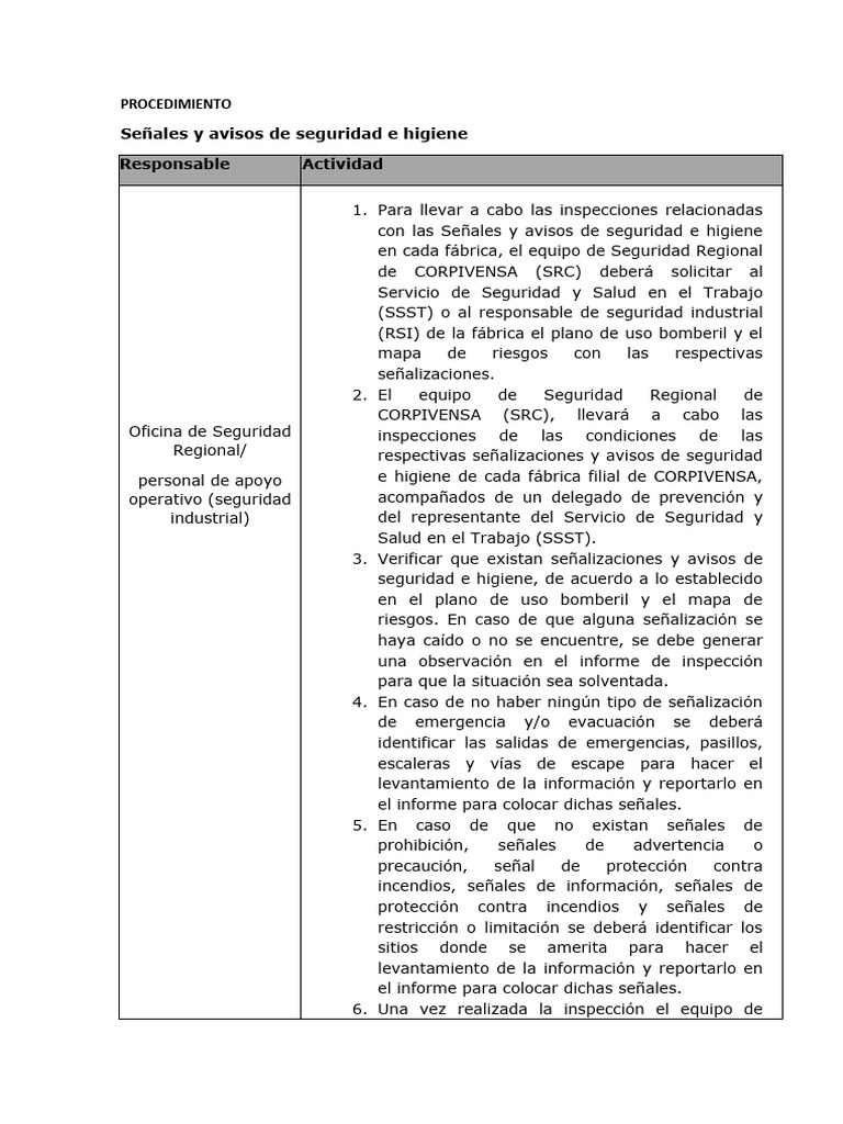 Inspección de Seguridad e Higiene en Fábricas | PDF | Primeros auxilios ...