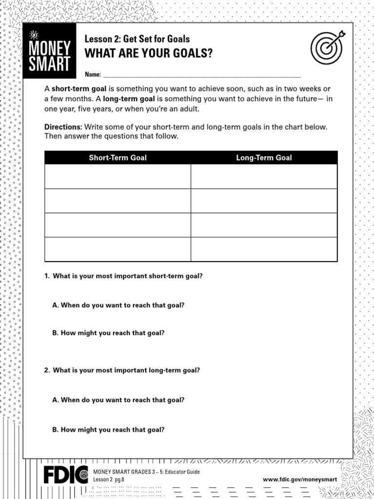 Grades 3-5 Fillables (1) | PDF | Goal | Cash