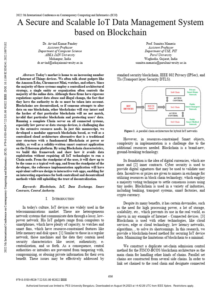 Blockchain-Based IoT Data Management System | PDF | Internet Of Things | Cloud Computing