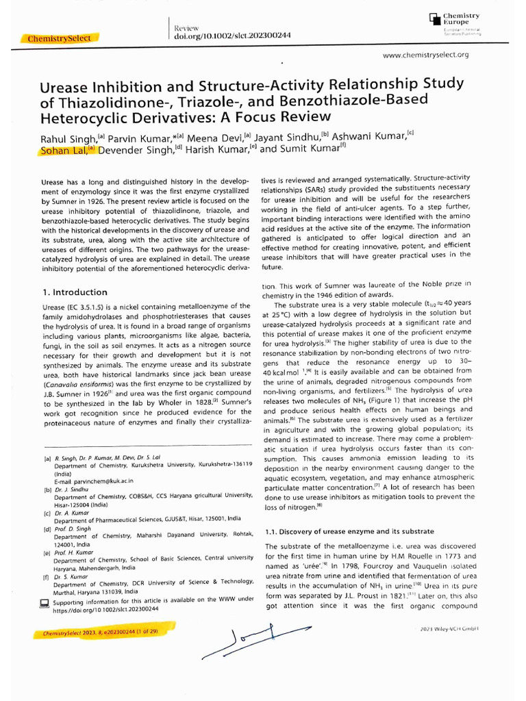 2023 Urease Inhibition | PDF