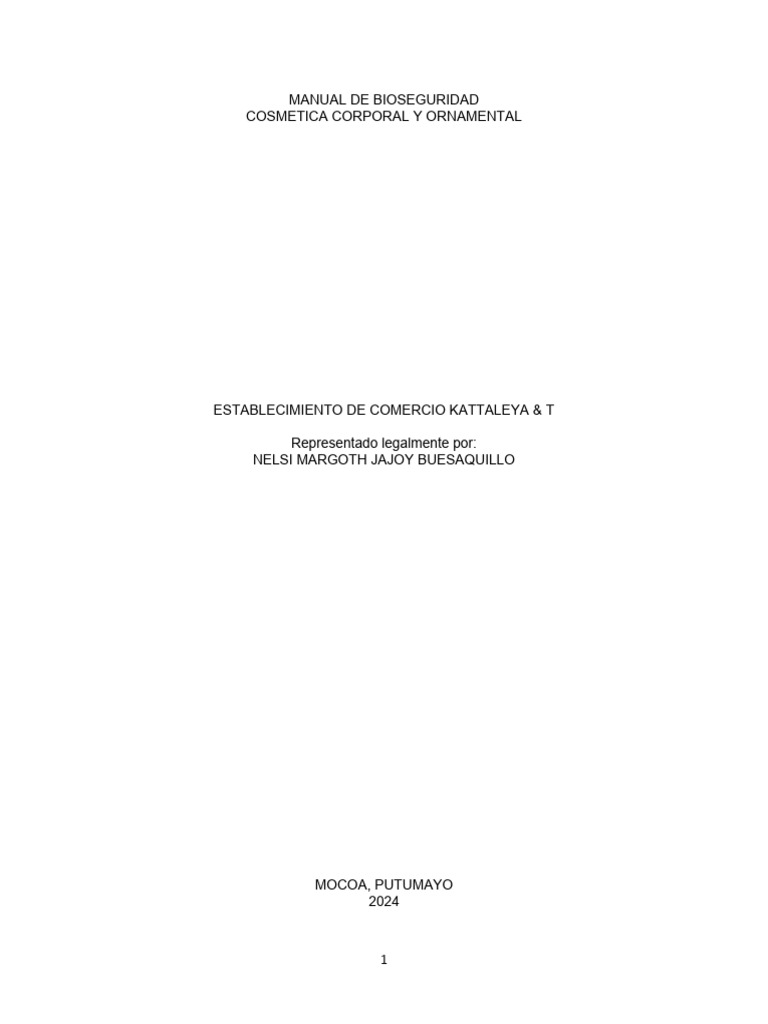 Manual de Bioseguridad en Estética Kattaleya | PDF | Productos ...