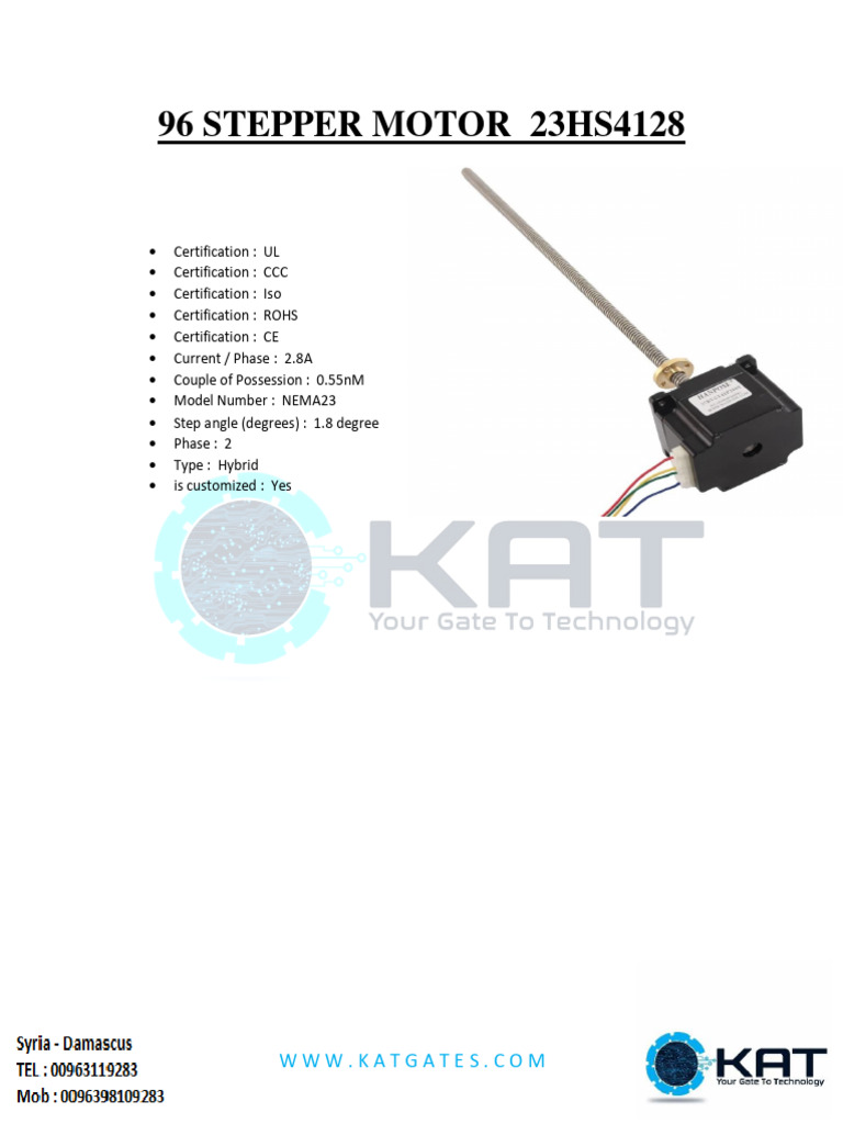 NEMA 23 2.8A Stepper Motor Specs | PDF