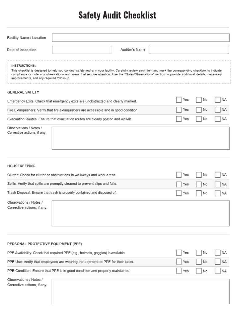 Safety-Audit-Checklist | Download Free PDF | Personal Protective ...