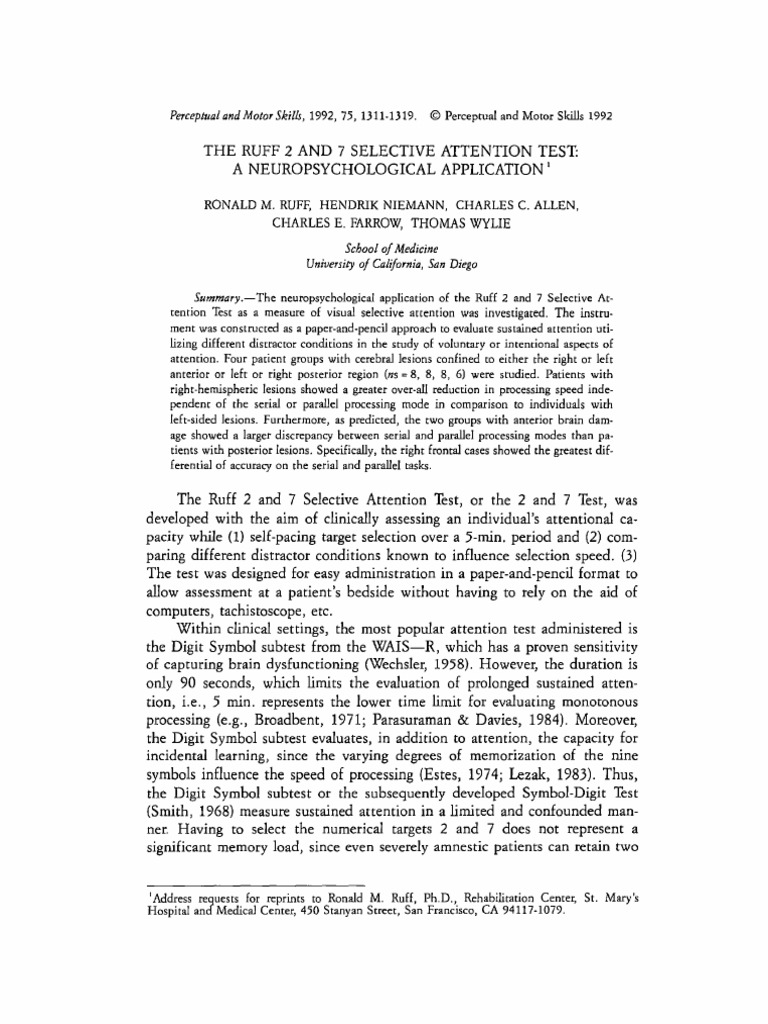 THE RUFF 2 AND 7 SELECTIVE ATTENTION TEST_1992(formulas) | PDF ...