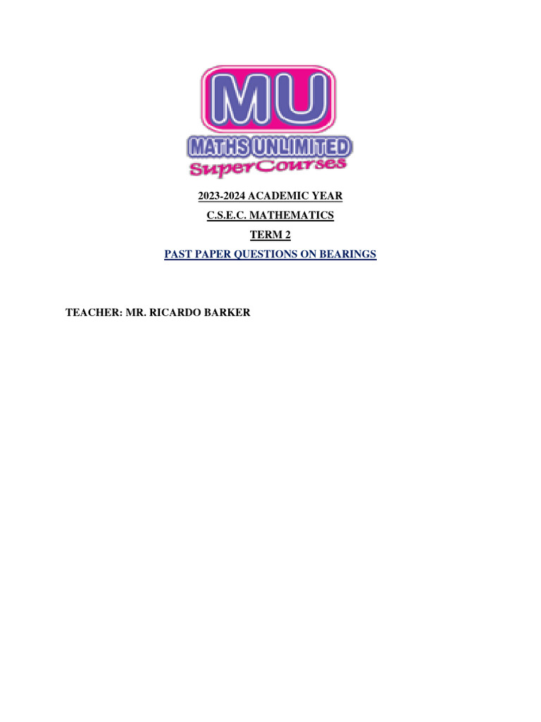 MU CSEC MATH BEARINGS PP QUESTIONS | PDF