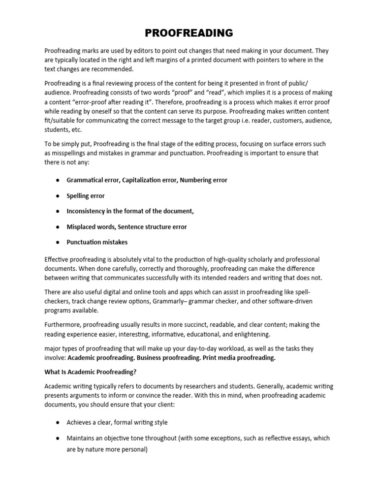 Proofreading | PDF | Proofreading | Writing