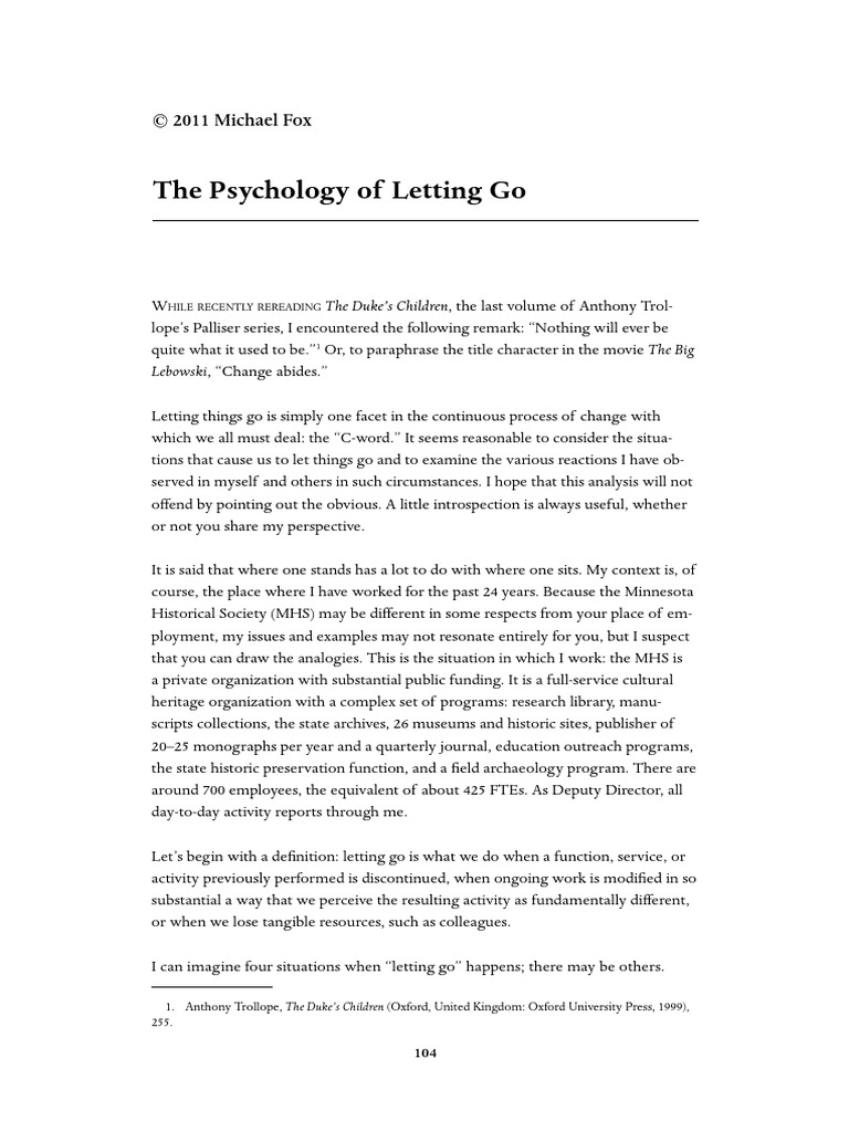 The Psychology of Letting Go | PDF | Psychology