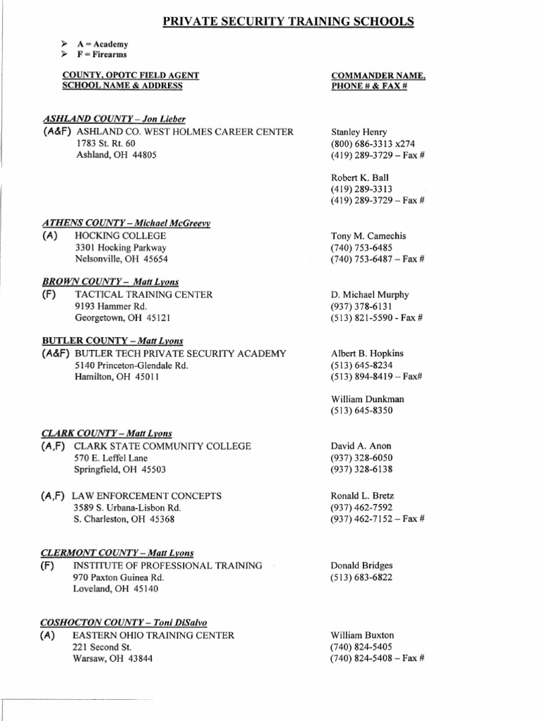 Private Security Training Schools | PDF