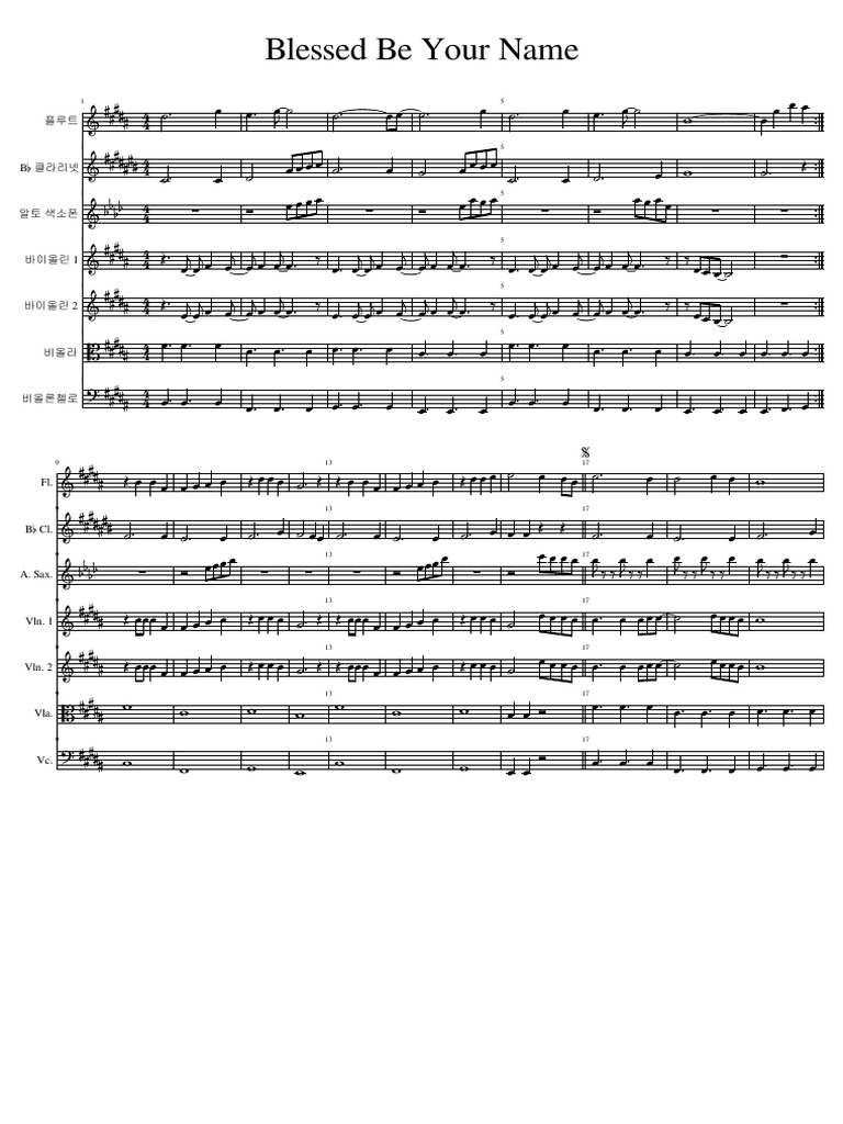 Blessed Be Your Name-악보 파트들 | PDF