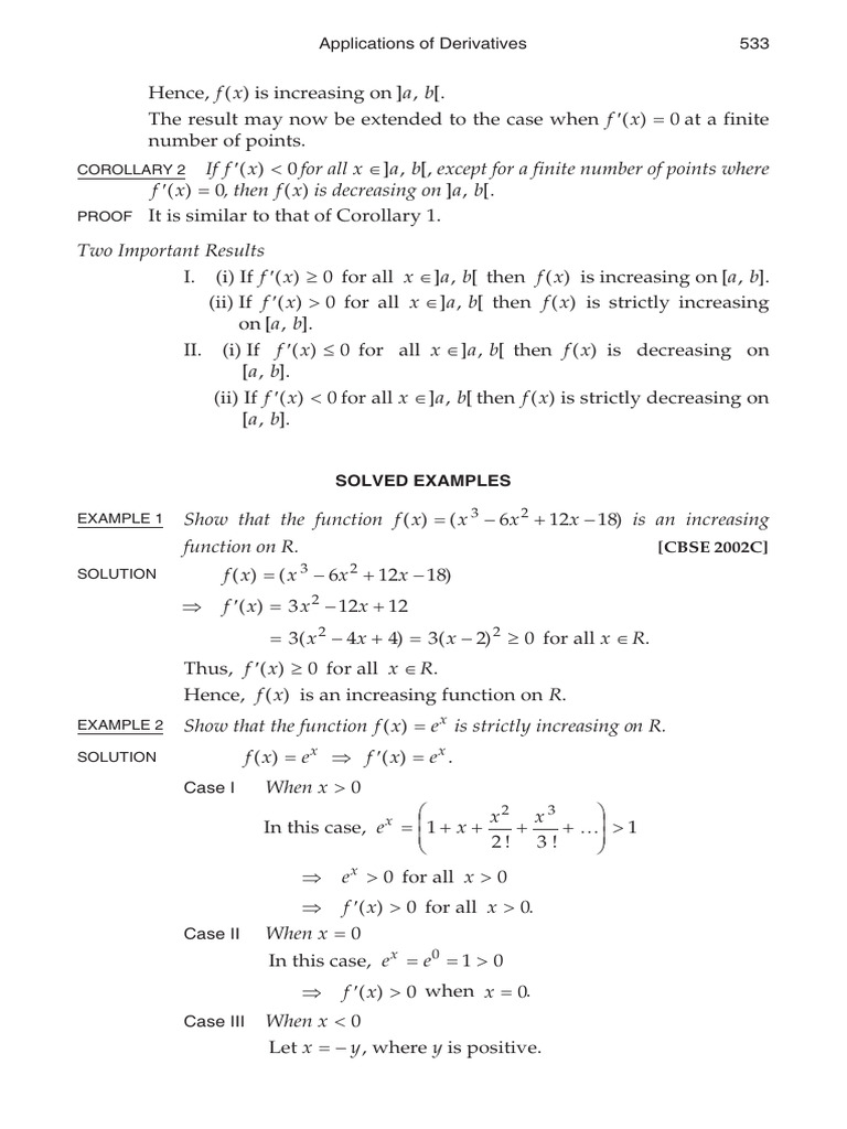 Increasing and Decreasing Functions Analysis | PDF | Mathematical ...