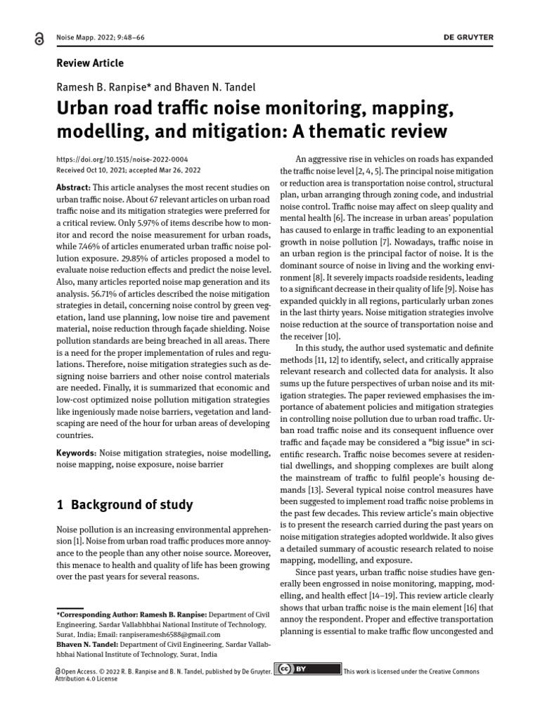 Urban Road Traffic Noise Monitoring Mapp | PDF | Noise | Road