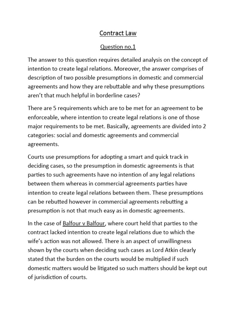 Contract (Intention To Create Legal Relations) | PDF | Justice | Crime ...