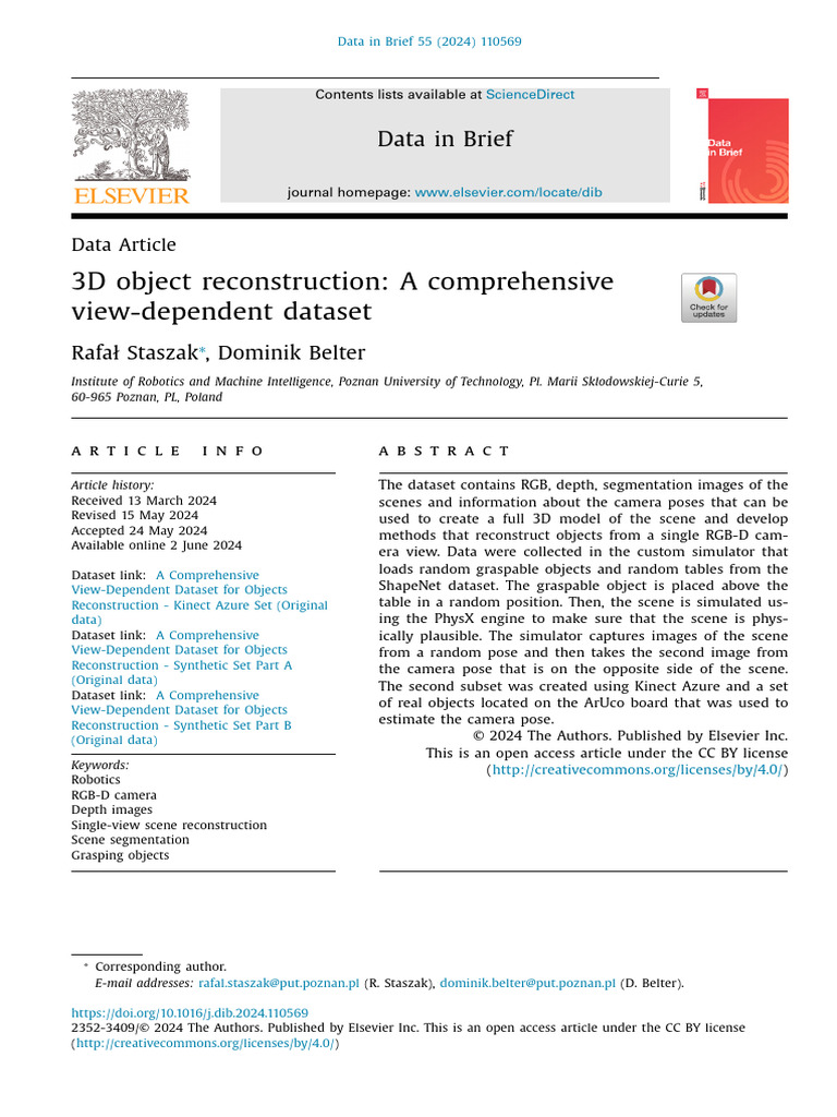 3D Object Reconstruction A Comprehensive View Dependent Da - 2024 ...