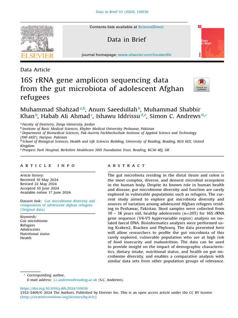 16S rRNA Gene Amplicon Sequencing Data From The Gut Microbiota - 2024 ...