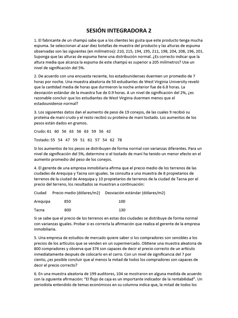 Sesión Integradora 2 | PDF | Desviación Estándar | Diferencia