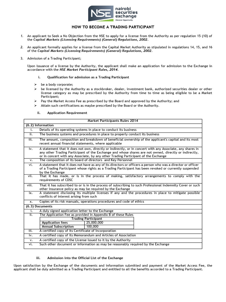 HOW-TO-BECOME-A-TRADING-PARTICIPANT- | PDF | Stockbroker | Business Law