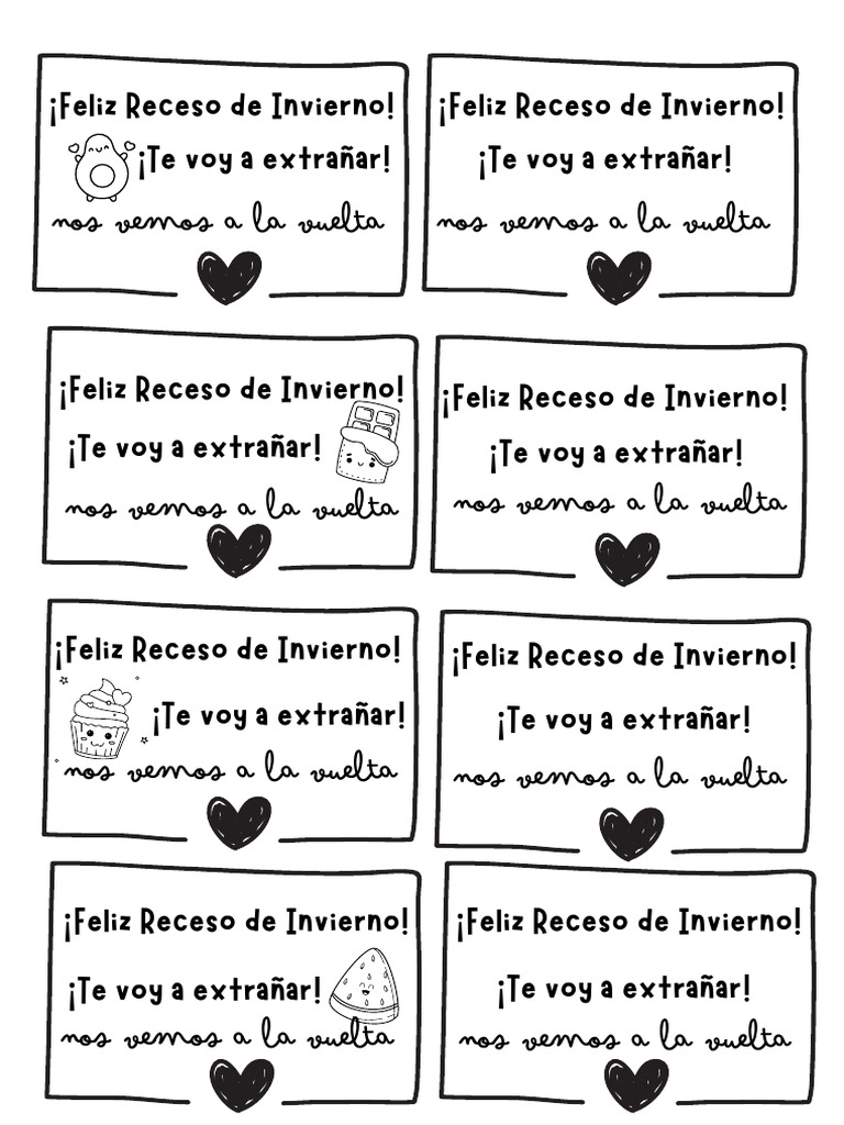 Tarjetas Receso Invernal | PDF