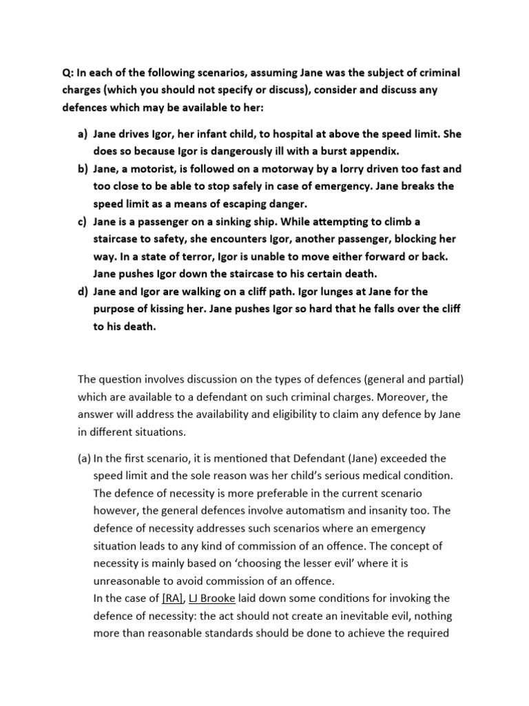 Defence of Automatism for Jane | PDF | Criminal Law | Common Law