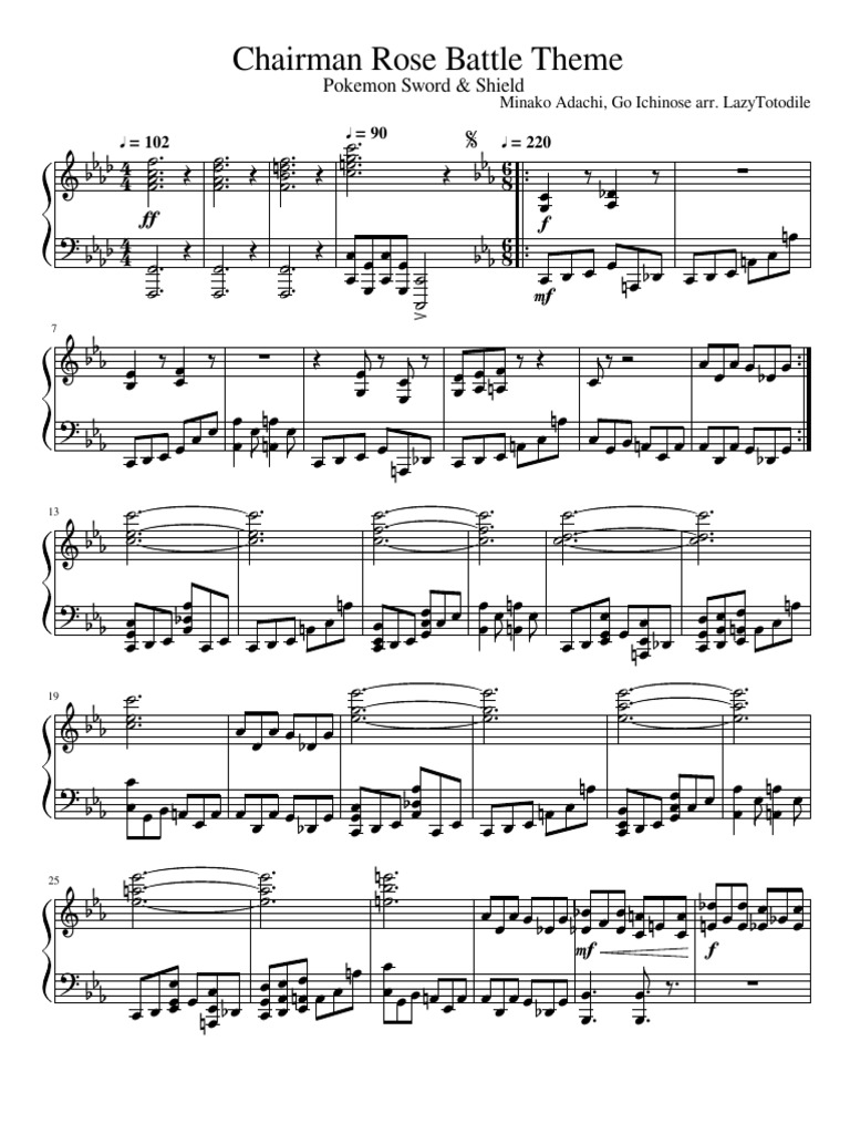 Chairman Rose Battle Theme: Pokemon Sword & Shield | PDF